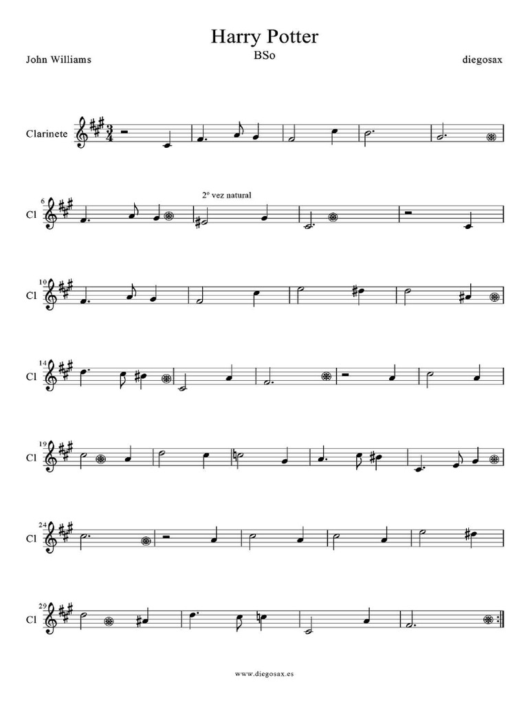 Harry Potter Partitura De Clarinete 1 Pdf