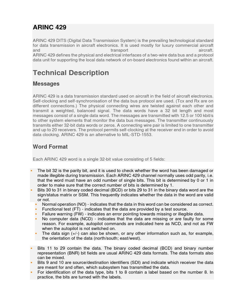 Arinc 429 | PDF | Information And Communications Technology ...