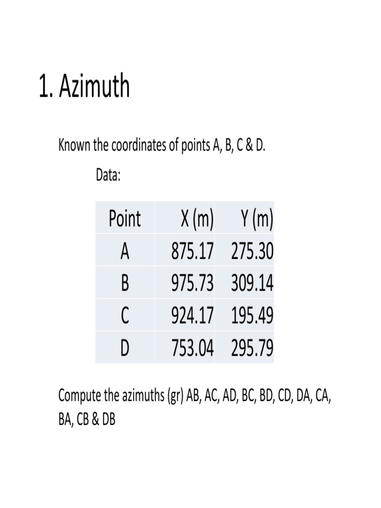 Azimuth Exercise | PDF | Azimuth | Trigonometric Functions