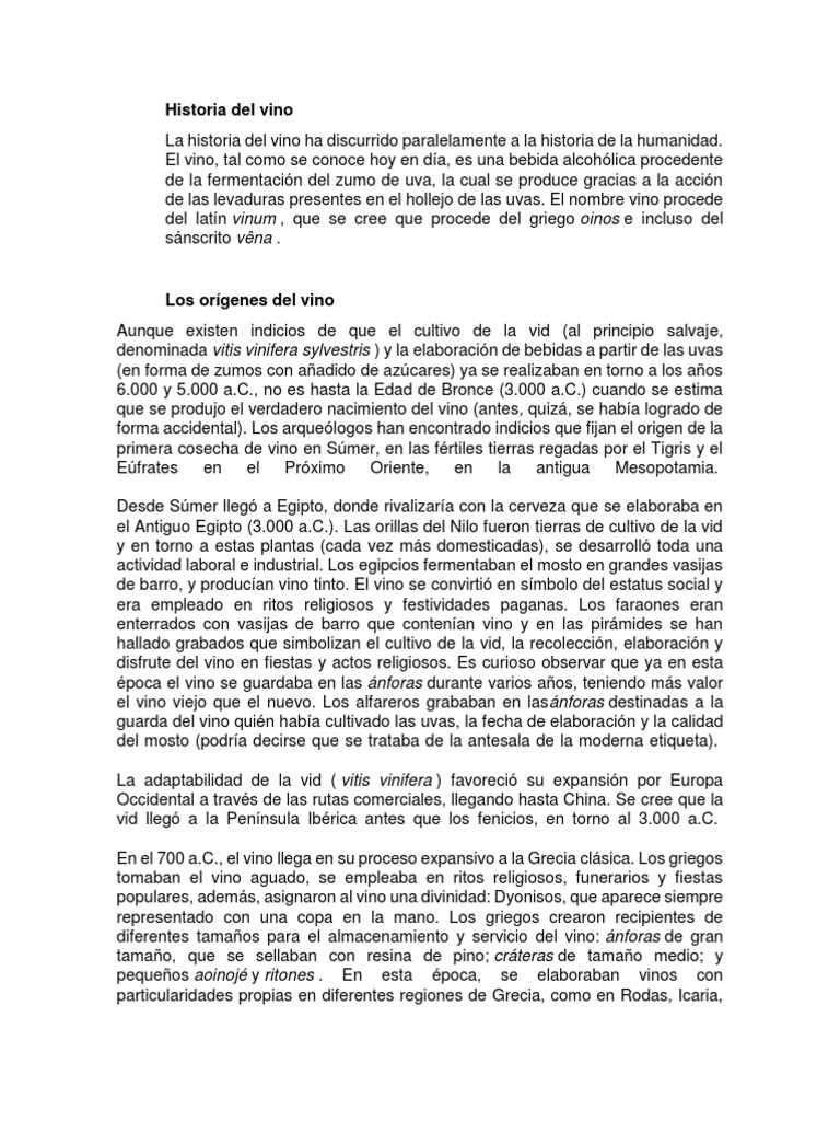 Historia Del Vino | PDF | Vino | Vitis
