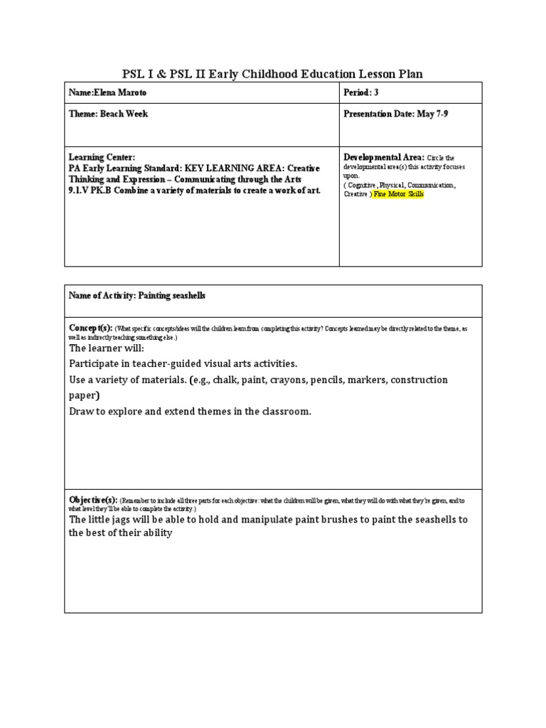 Lesson Plan - Beach Week | PDF | Lesson Plan | Teachers