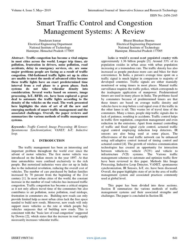 Smart Traffic Management Review | PDF | Traffic | Internet Of Things