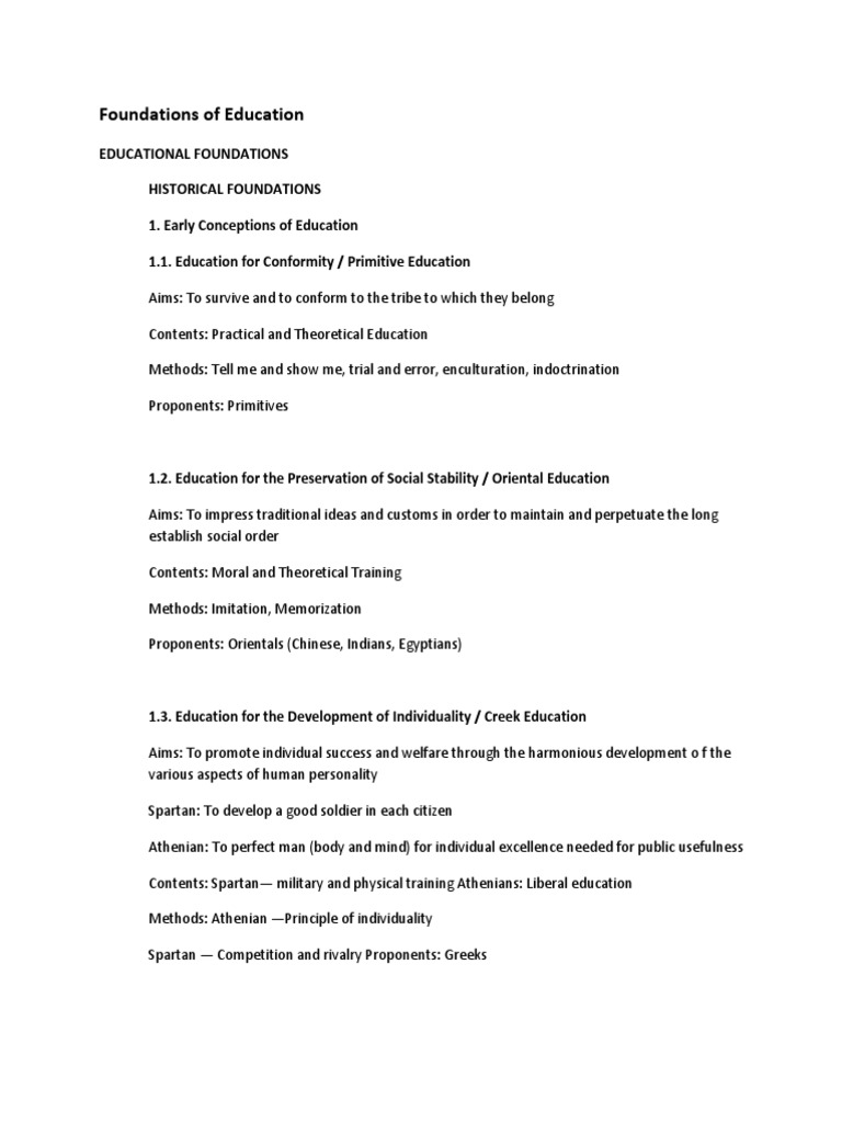 Foundations of Education Overview | PDF | Philosophy Of Education ...