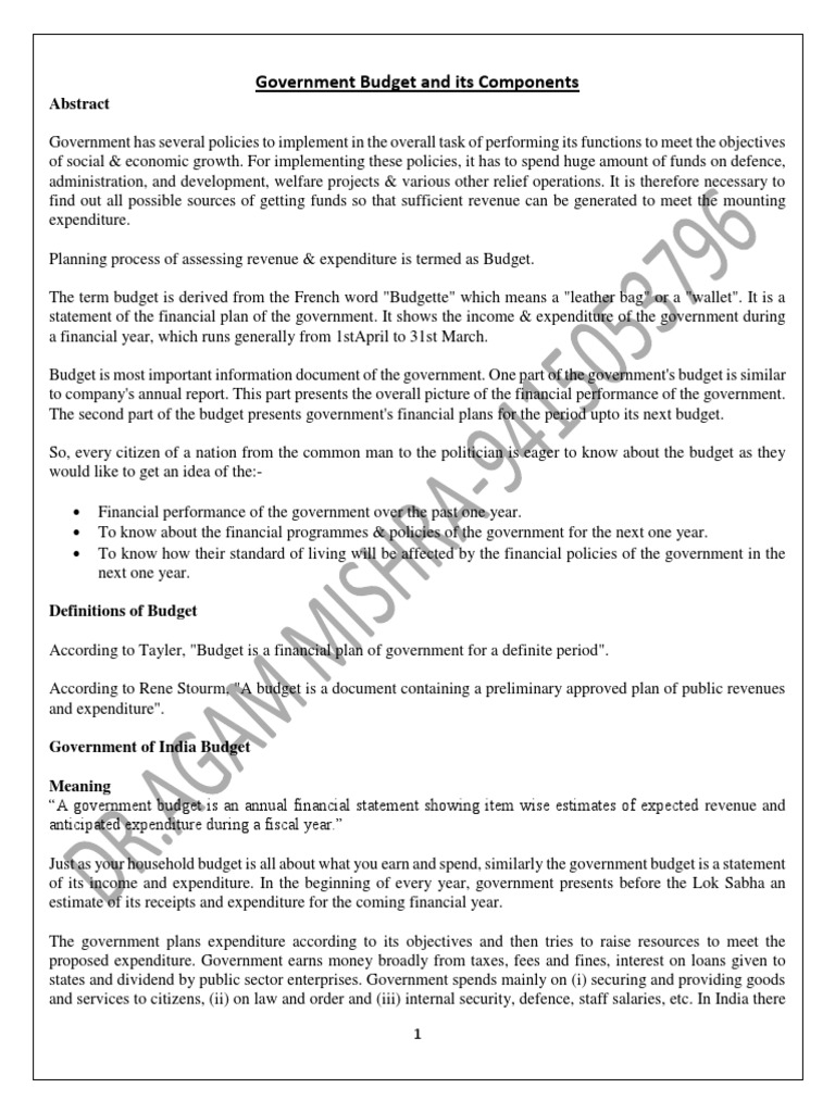 Government Budget and Its Components | PDF | Balanced Budget | Deficit ...