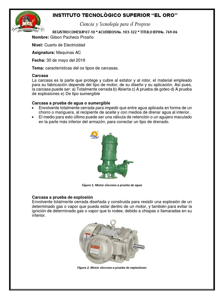 Características y tipos de carcasas en motores eléctricos | PDF ...