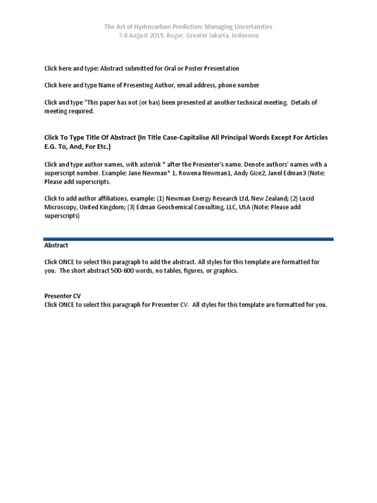 Aapg Technical Symposium Bogor Abstract Template 1jan2019 | PDF ...