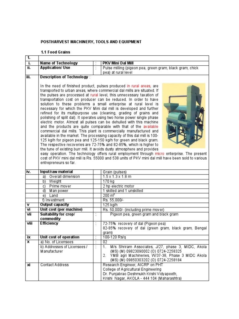 Food Grains Machinery | PDF | Rice | Engines