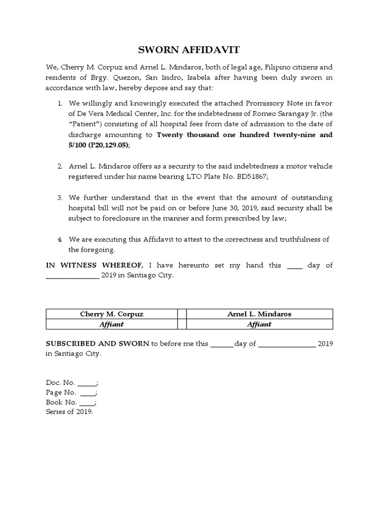 Sworn Affidavit - Corpuz | PDF