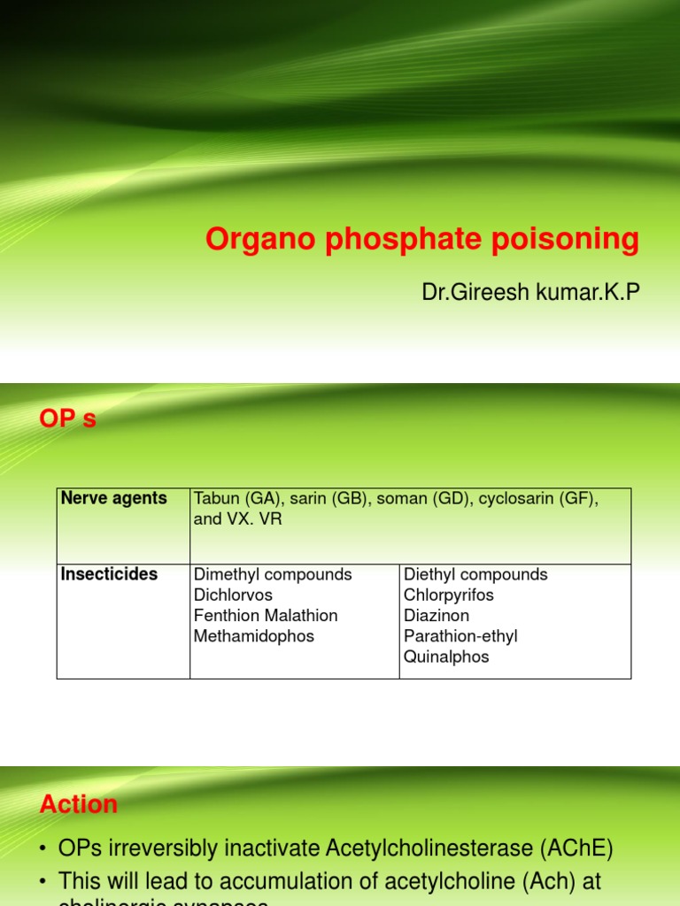 Organo Phosphate Poisoning by DR Gireesh Kumar K P | PDF ...