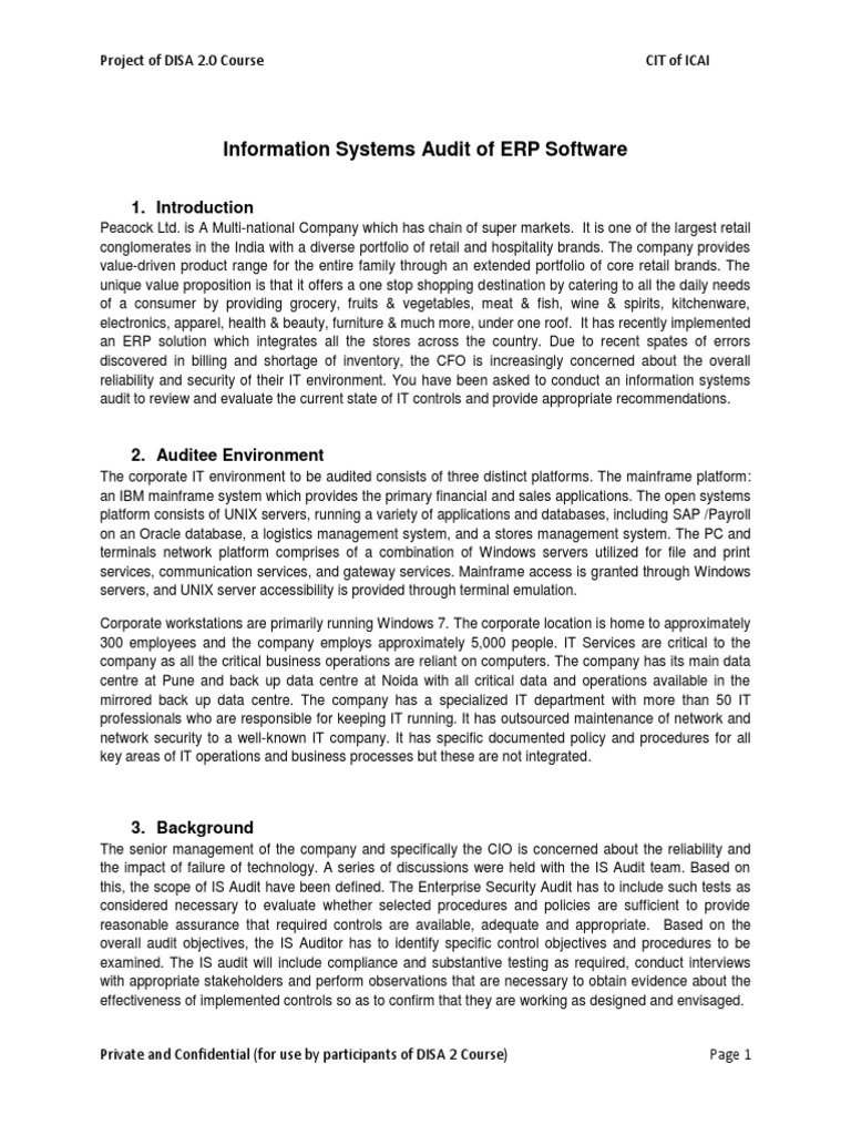 ERP Security Audit for Peacock Ltd. | PDF | Business Continuity ...