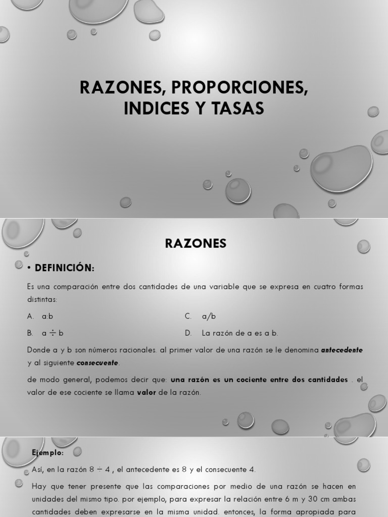 Razones, Proporciones, Indices y Tasas | PDF | Fracción (Matemáticas ...