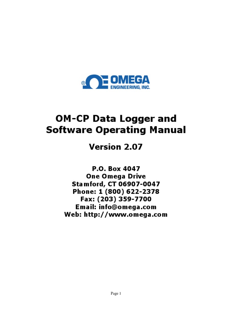 OM-CP - DATA LOOGER AND SOFTWARE OPERATING MANUAL v2.07.1 | PDF | Usb ...