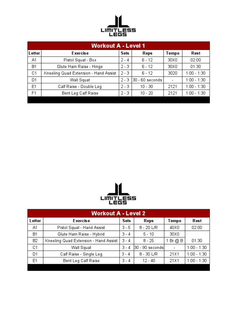 Limitless Legs Workout Program | PDF