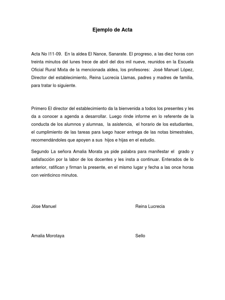 Ejemplo de Acta