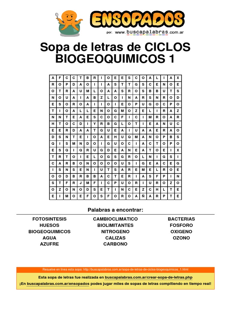 Sopa de Letras de Ciclos Biogeoquimicos - 1 PDF | PDF | Bioquímica ...