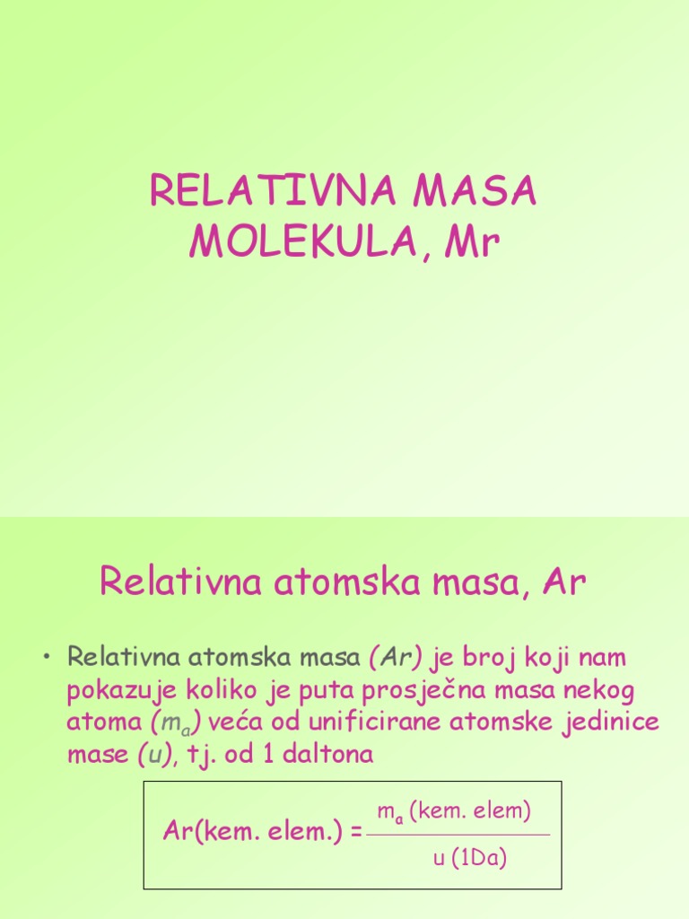 Relativna Masa Molekula, MR | PDF