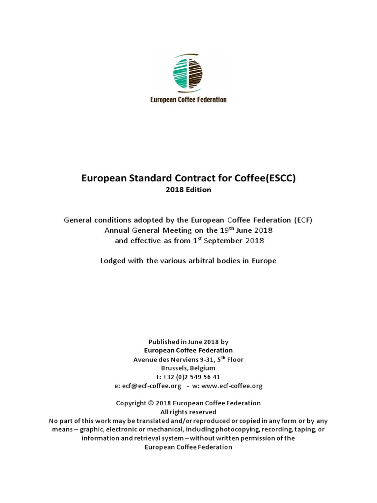 European Standard Contract For Coffee. Final Version 2018 | PDF ...