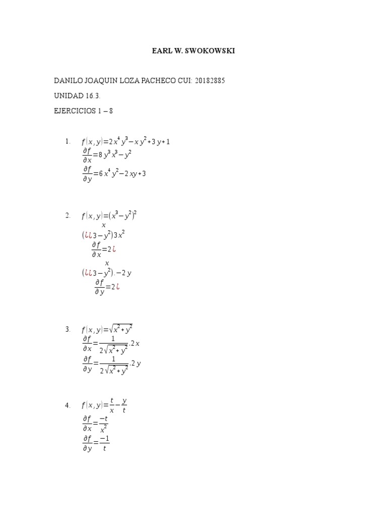 Ejercicios Earl W. Swokowski Danilo Loza | PDF
