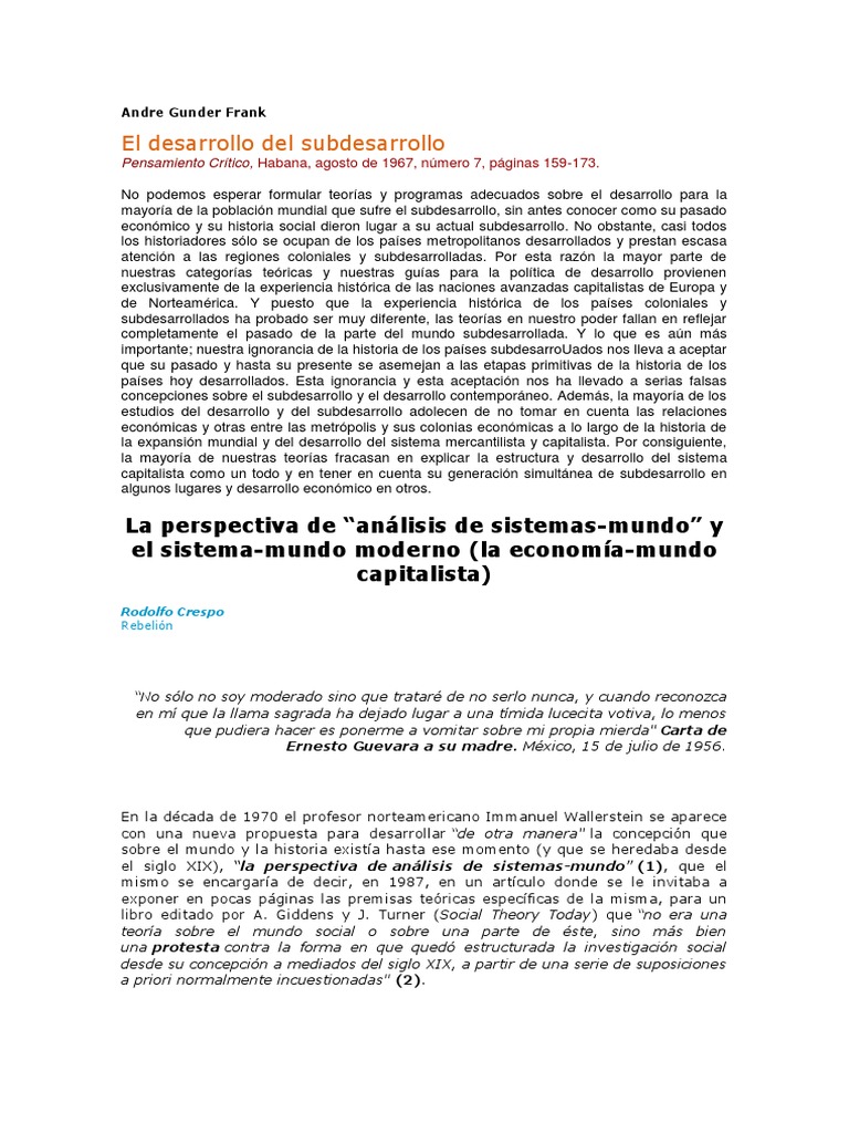 Andre Gunder Frank | PDF | Teoría de sistemas mundiales | Science