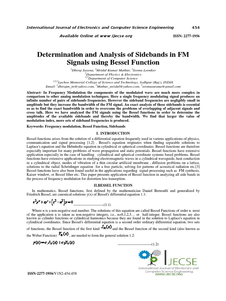Analyzing FM Sidebands with Bessel Functions | PDF | Frequency ...