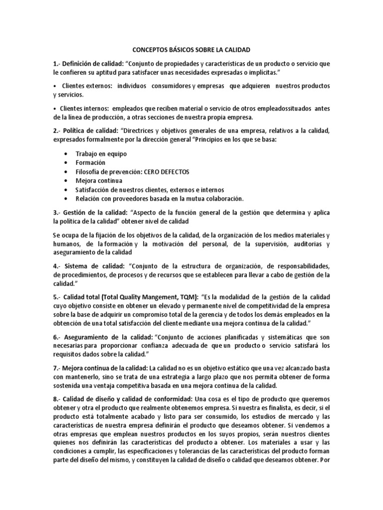 Glosario Términos Calidad | PDF | Gestión de la calidad | Calidad ...
