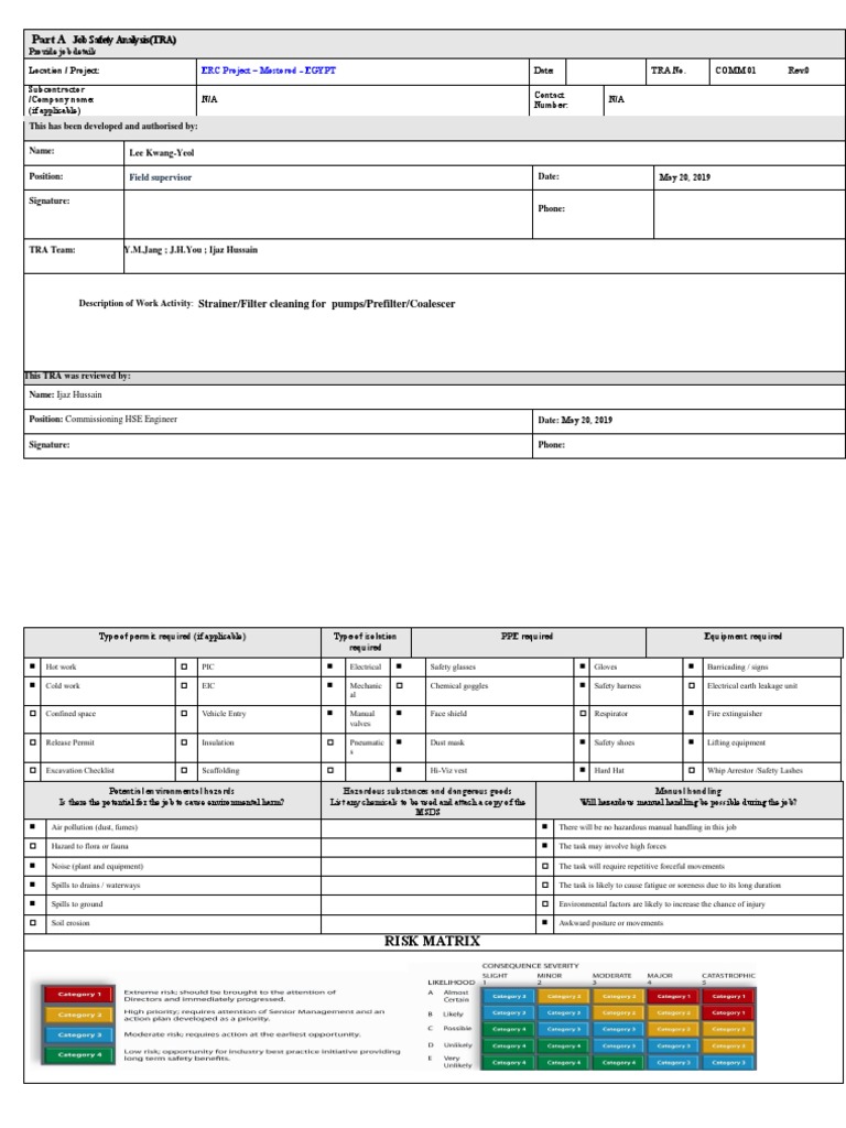 TRA Strainer Cleaning 01 | PDF | Hazards | Pump