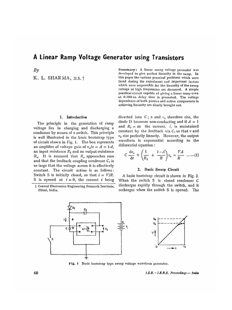 A Linear Ramp Voltage Generator Using Transistors: K. L. Sharma, M.S. J ...