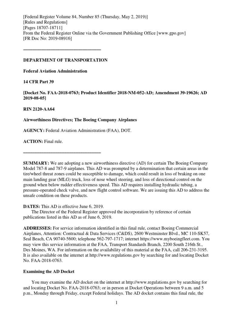 FAA - Boeing Advisory 060619 | Federal Aviation Administration | Aviation