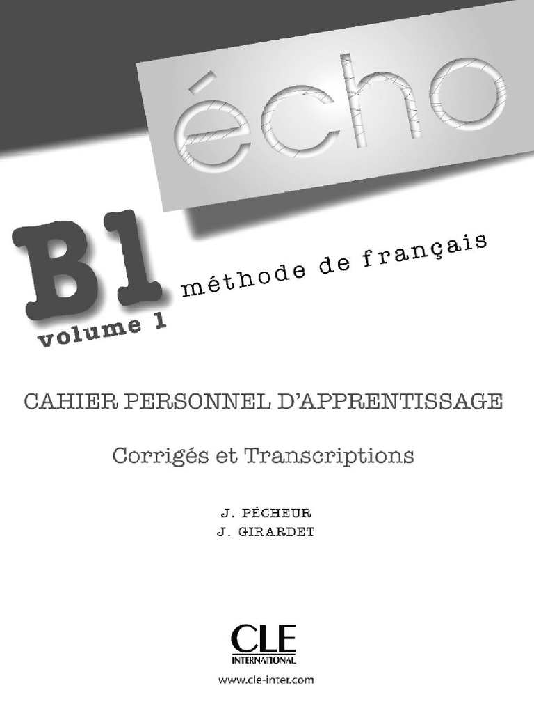 Écho B1 - Cahier (Corrigés) PDF | PDF