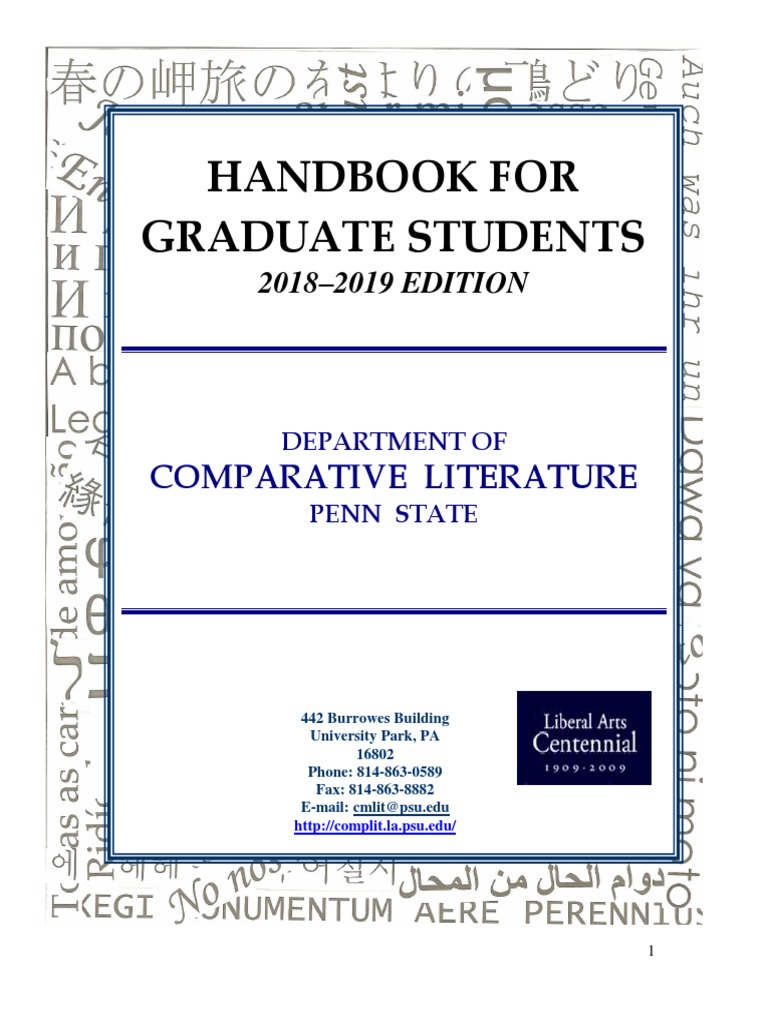 2018-19 CMLIT Grad Handbook | PDF | Graduate School | Thesis