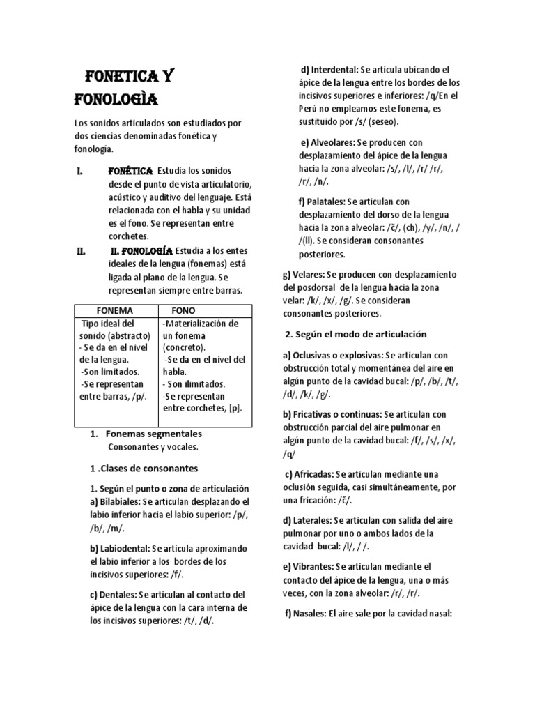 Fonetica y Fonologia | PDF | Fonema | Fonética