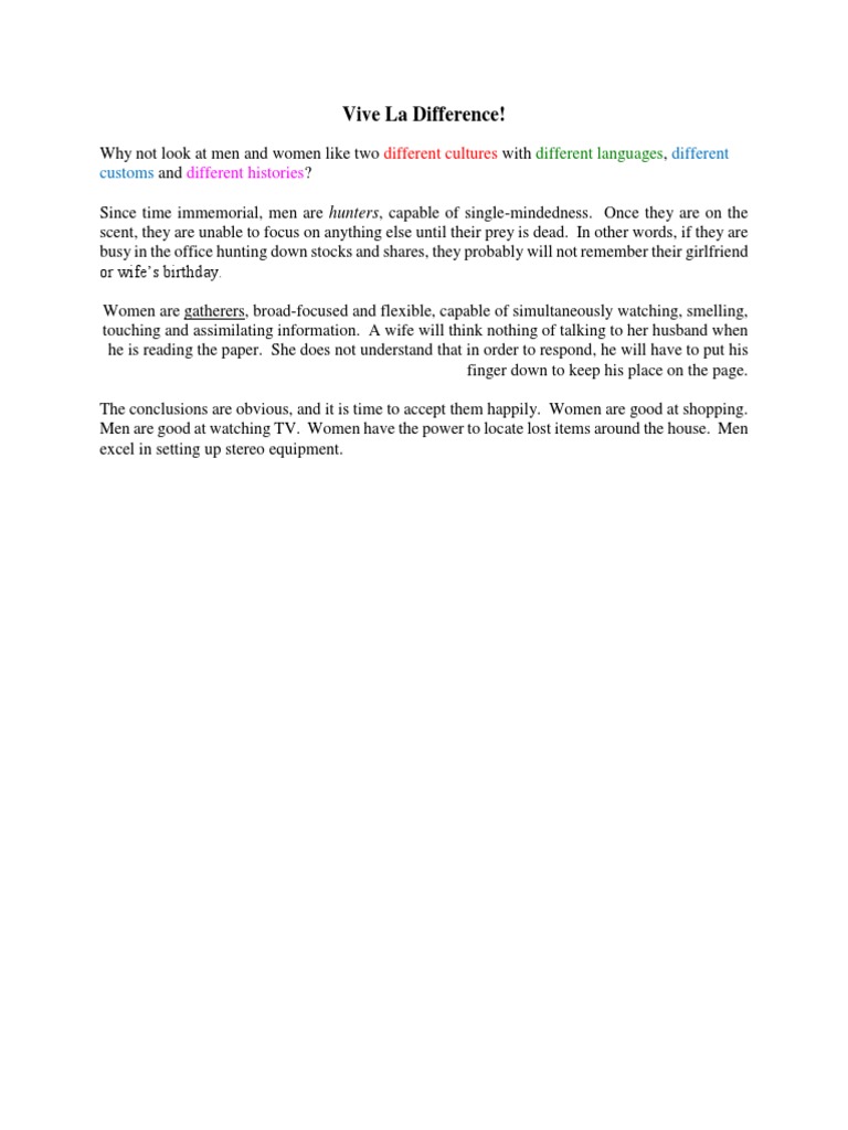 Vive La Difference | PDF