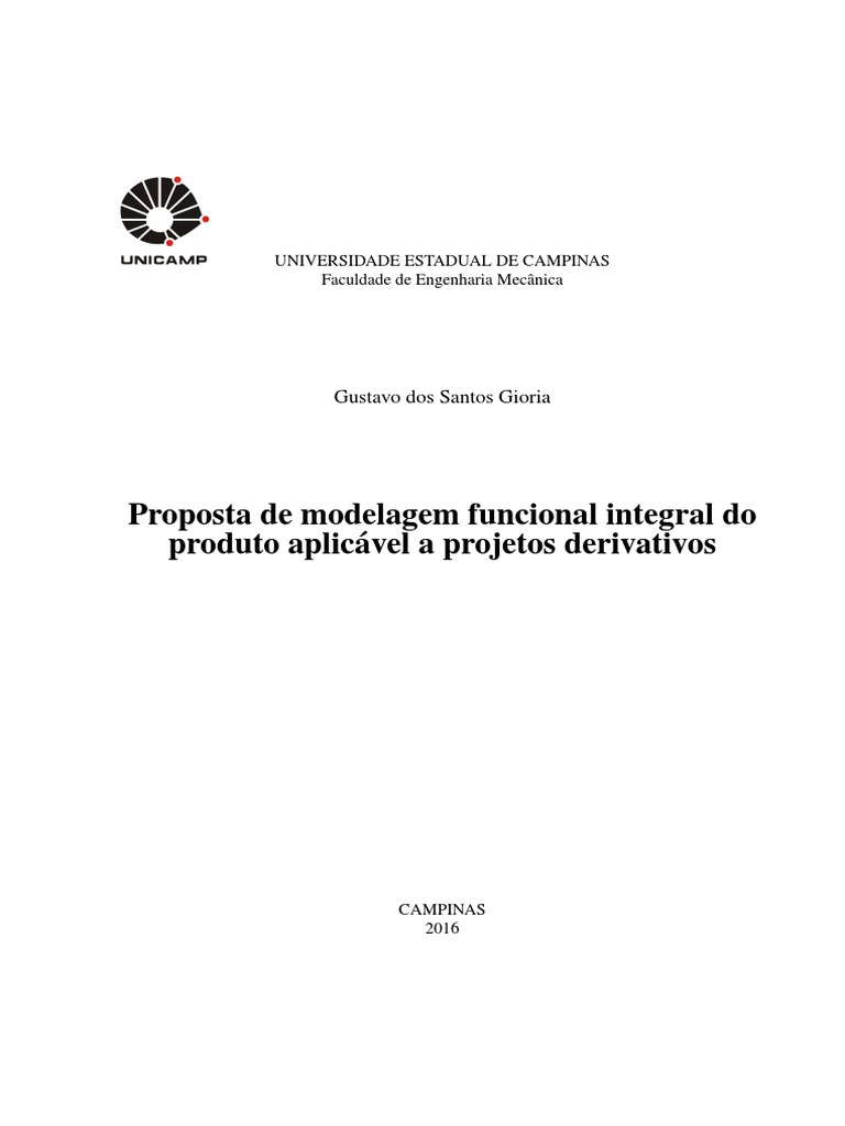Proposta de Modelagem Funcional Integral Do Produto Aplicável A ...