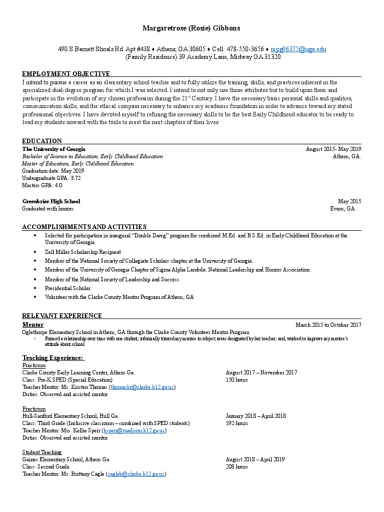 Resume Rosie Gibbons | PDF | Mentorship | Teachers