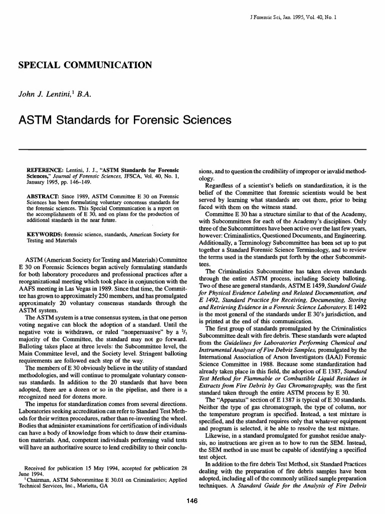 ASTM Standards For Forensic Sciences - John Lentini PDF | PDF ...
