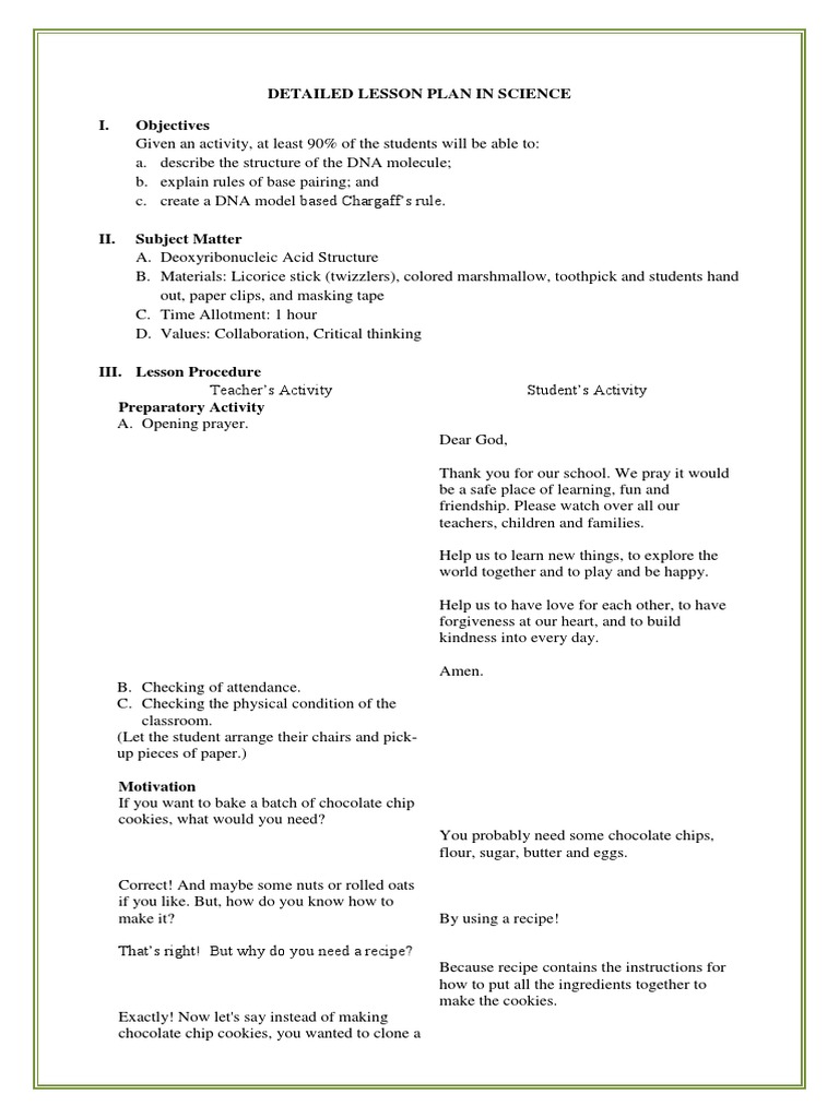 Dna Lesson Plan | PDF | Nucleotides | Base Pair