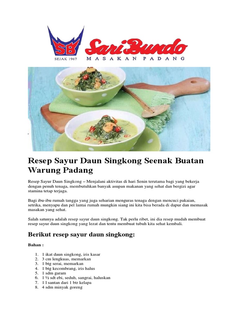 Kumpulan Resep Masakan Padang SARI BUNDO | PDF
