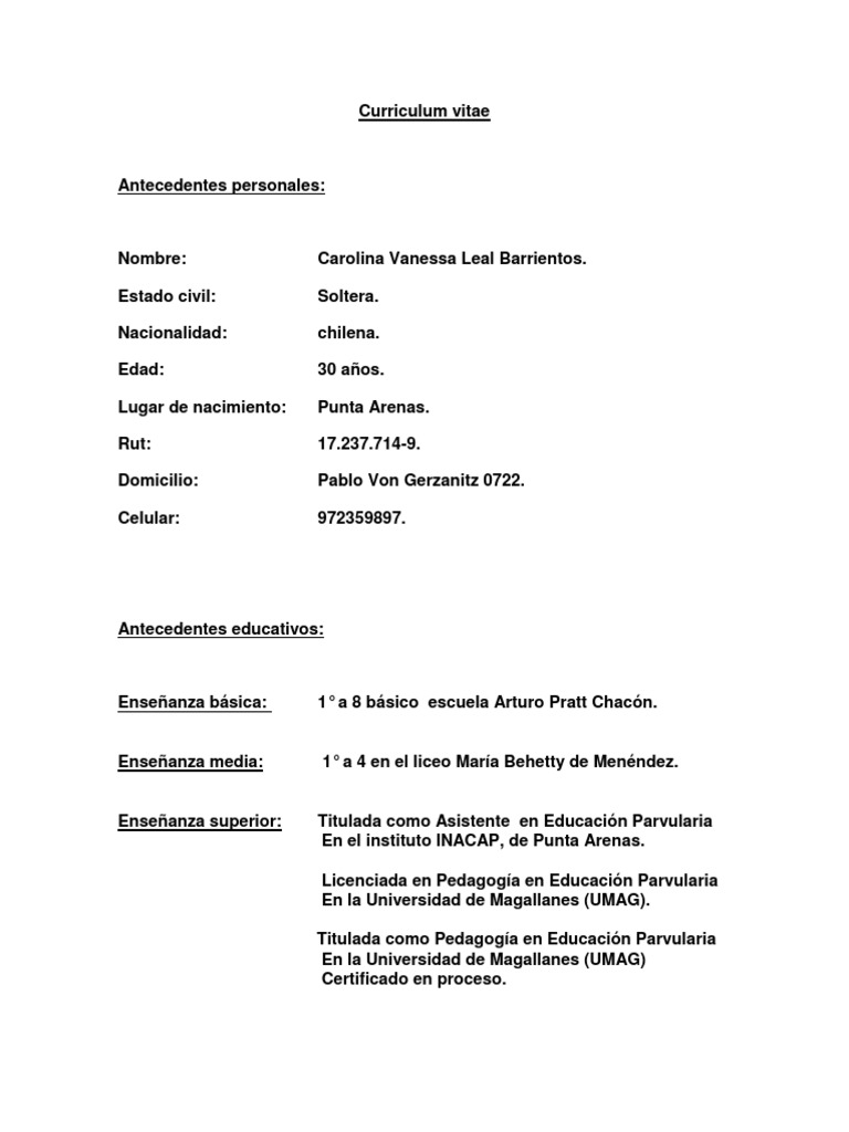 Curriculum Carolina Leal | PDF