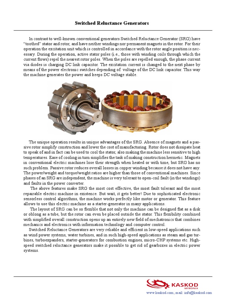 Switched Reluctance Generators | PDF | Power Inverter | Engines