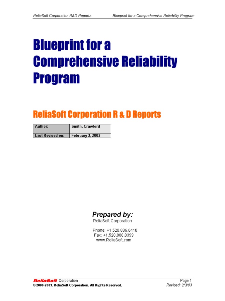Blueprint For A Comprehensive Reliability Program: Reliasoft ...