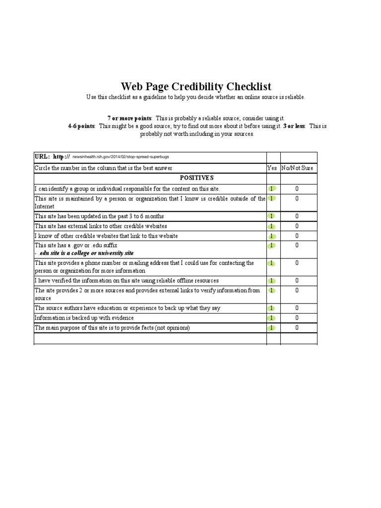 Reliable Sources Checklist | PDF | Websites | Internet