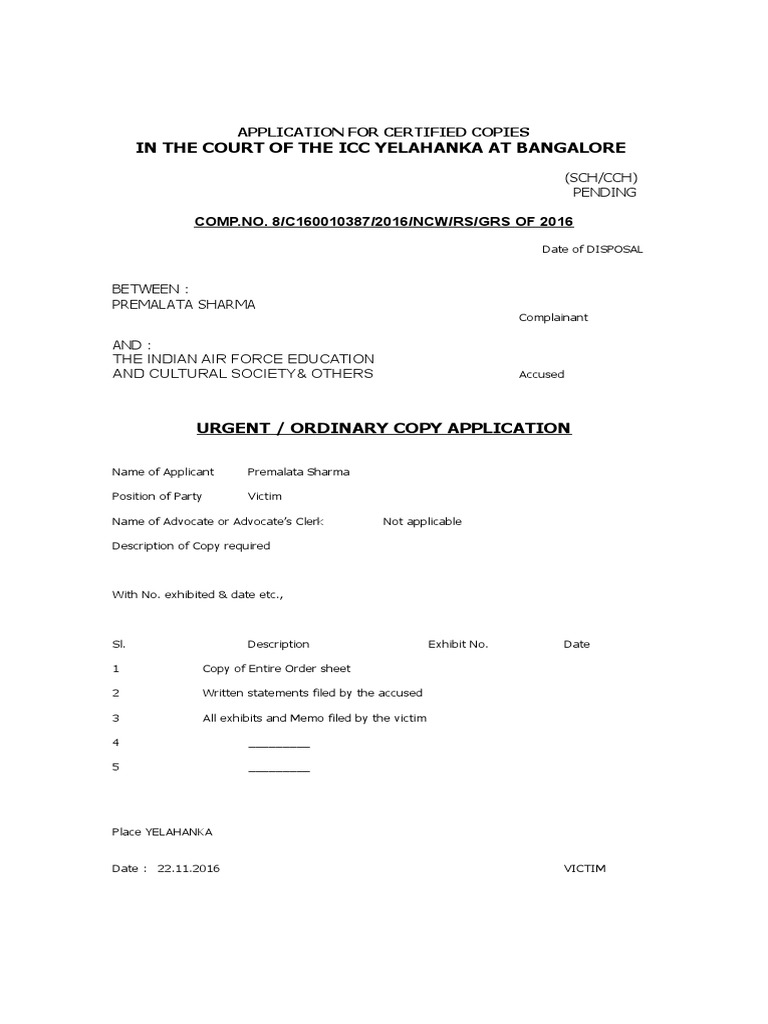 Certified Copy Application Format | PDF
