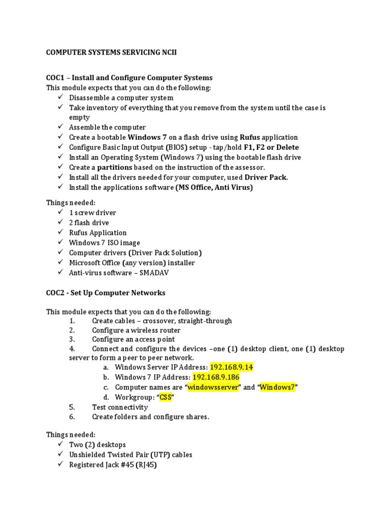 Sag-Computer Systems Servicing NC II | PDF | Windows 7 | Microsoft Windows