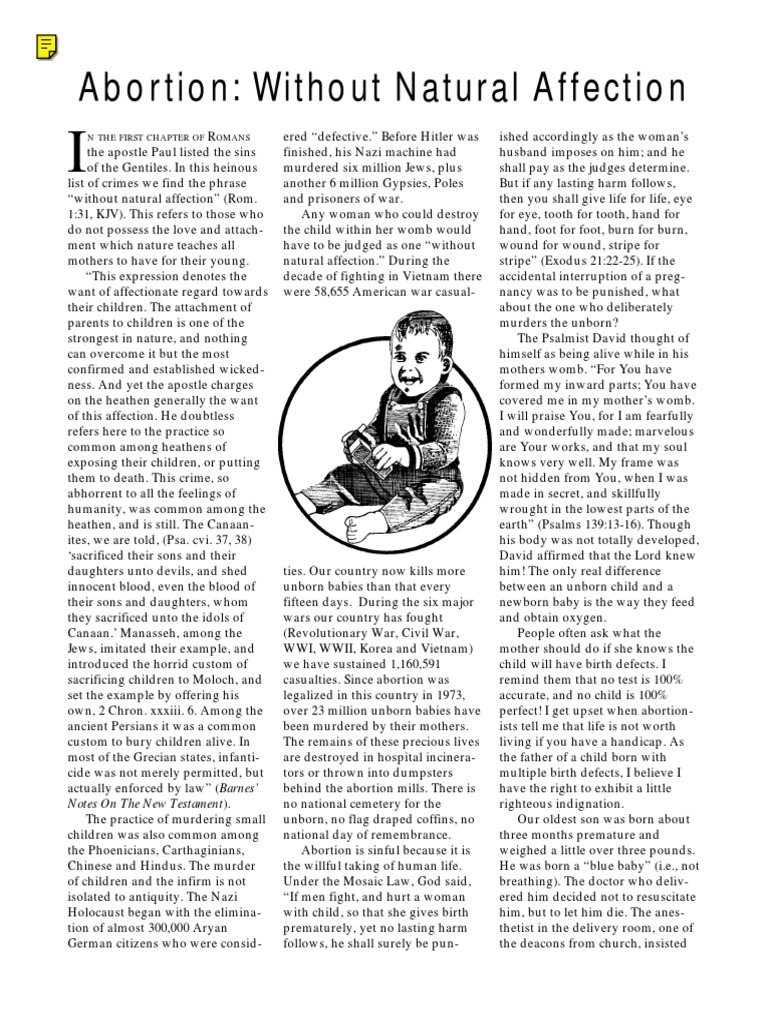 Abortion: Without Natural Affection: N THE First OF Omans | PDF | David