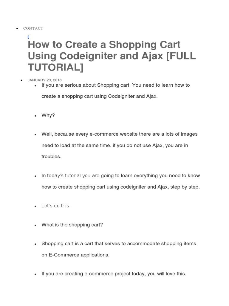How To Create A Shopping Cart Using Codeigniter and Ajax | PDF | Ajax ...