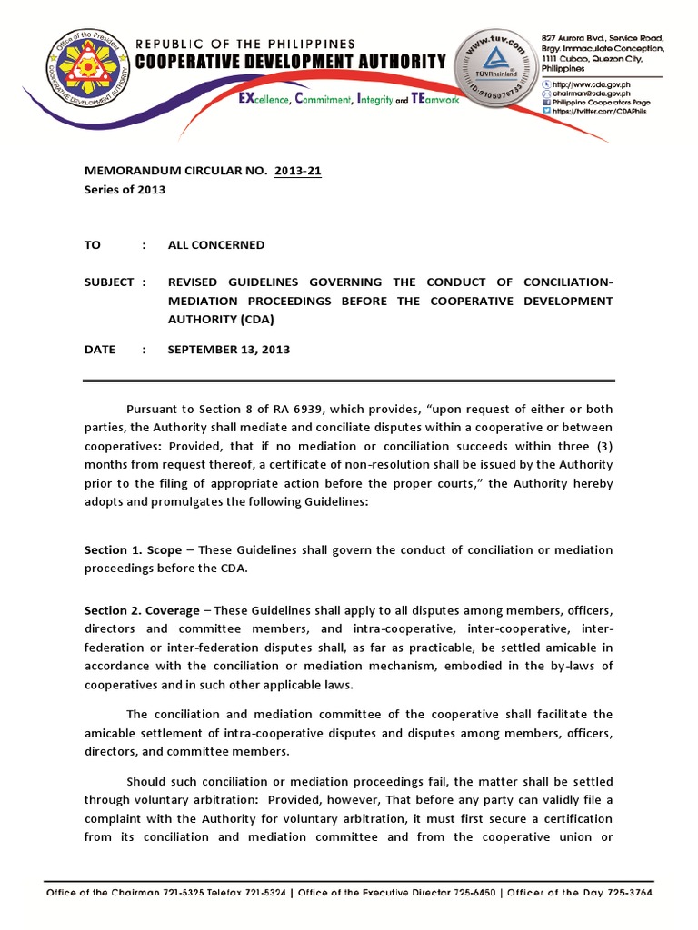 MC2013 21 Revised Guidelines Governing The Conduct of Conciliation ...