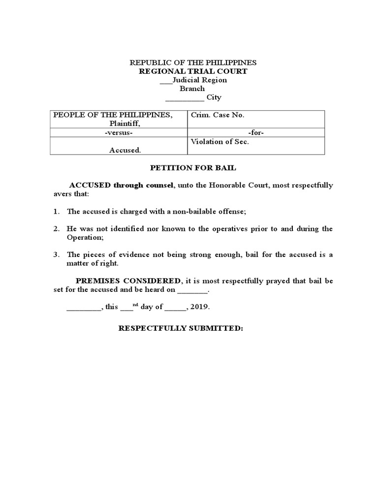 Petition For Bail | PDF