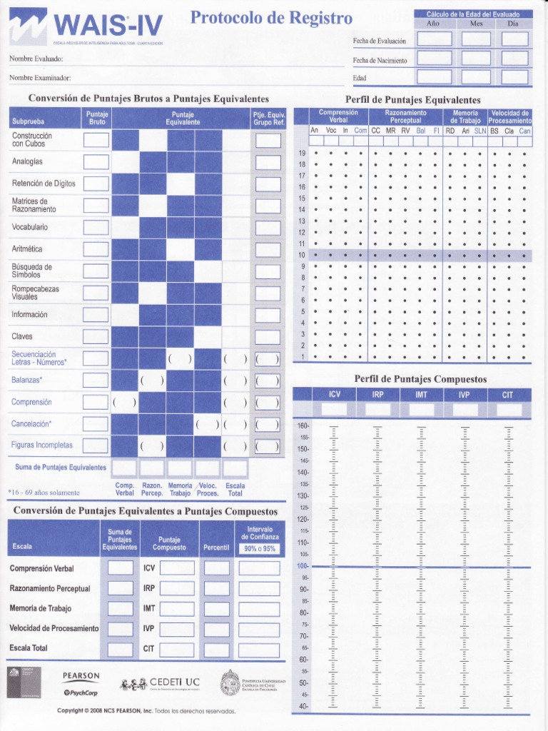 Protocolo Wais-IV V.ch. (Completo) | PDF | Business | Naturaleza