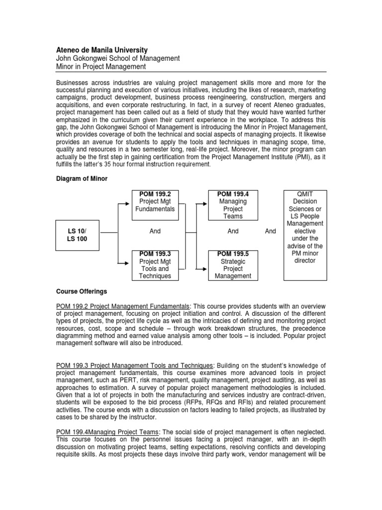 Minor in Project Management (Updated As of 3.28.12) | PDF | Project ...