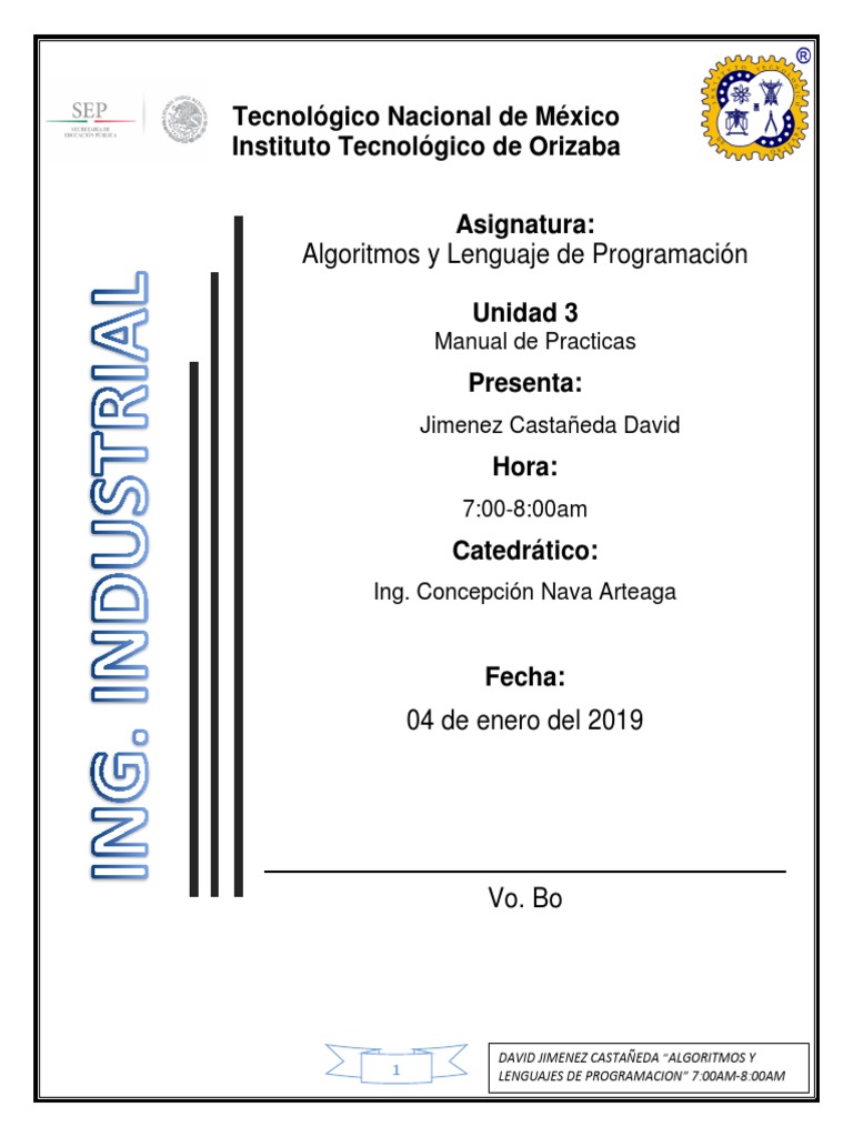 Manual de Practicas de Algoritmos Y Lenguajes de Programacion Por David Jimenez Castañeda | PDF ...
